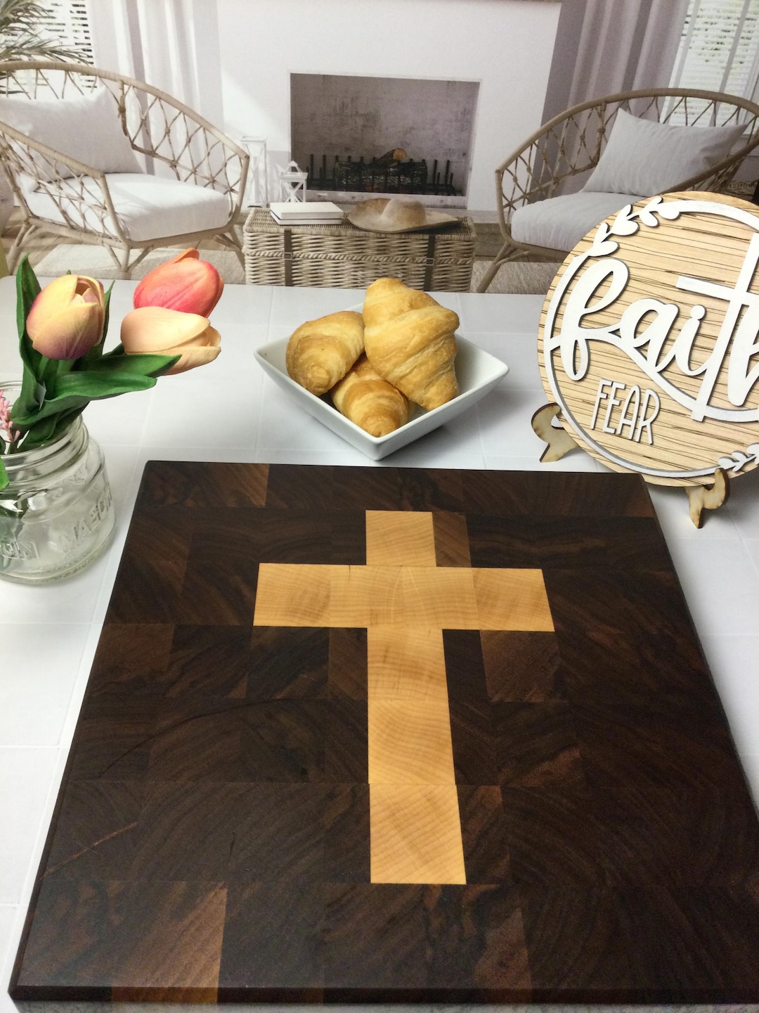 Handmade Wood Cross Cutting Board or Serving Board - Etsy