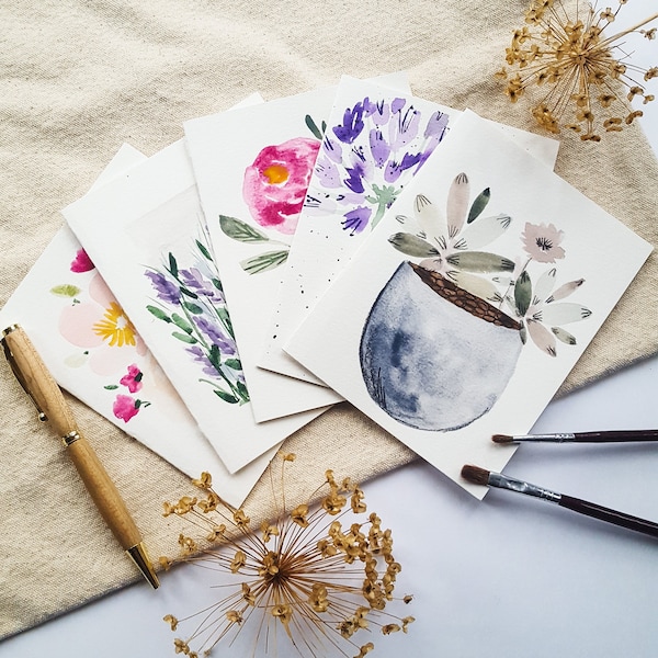 Hand Painted Watercolor Cards - Etsy