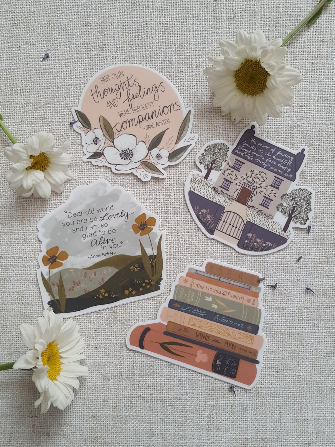 Set 4 of Literary Themed Vinyl Stickers- Classic Books, Anne of Green ...