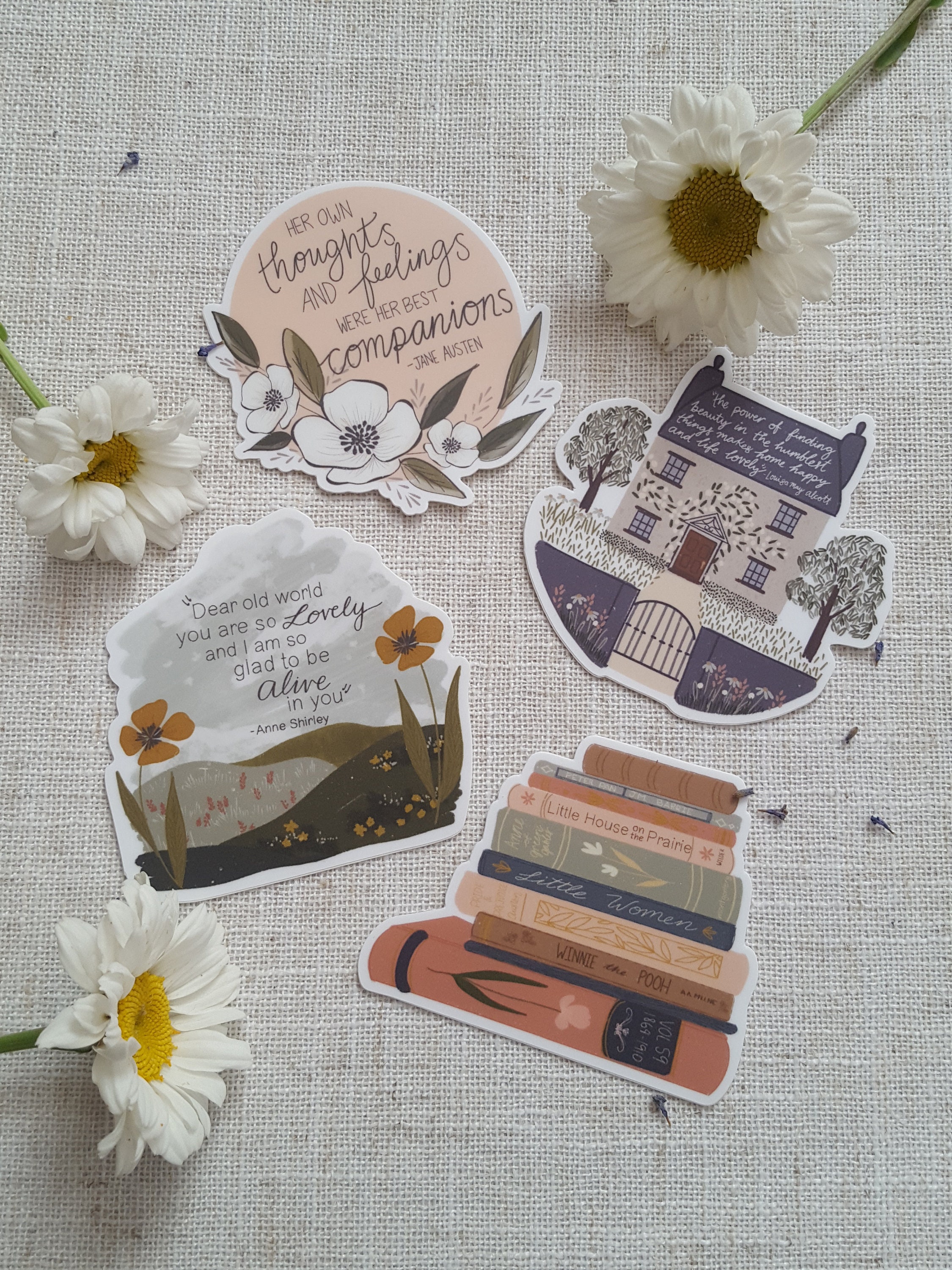 Set 4 of Literary Themed Vinyl Stickers Classic Books, Anne of Green ...