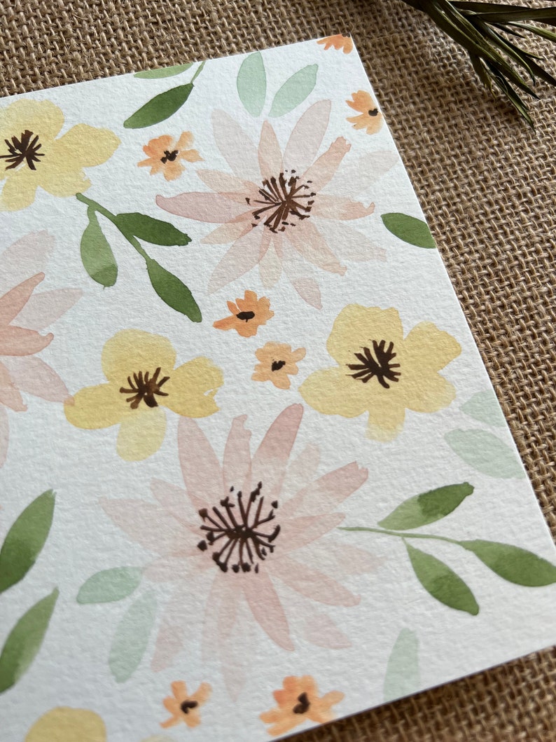 Hand-painted Original Watercolor Summer Floral Card - All Occasion ...