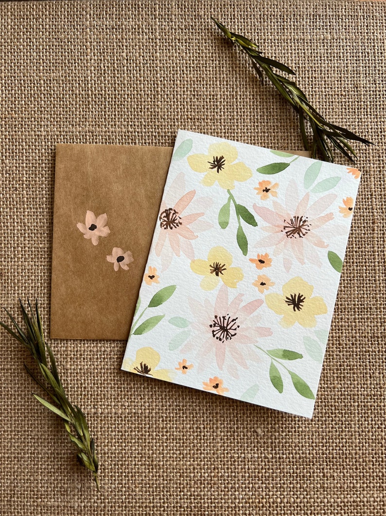 Original Hand Painted Watercolor Floral Pattern Card All Occasion ...