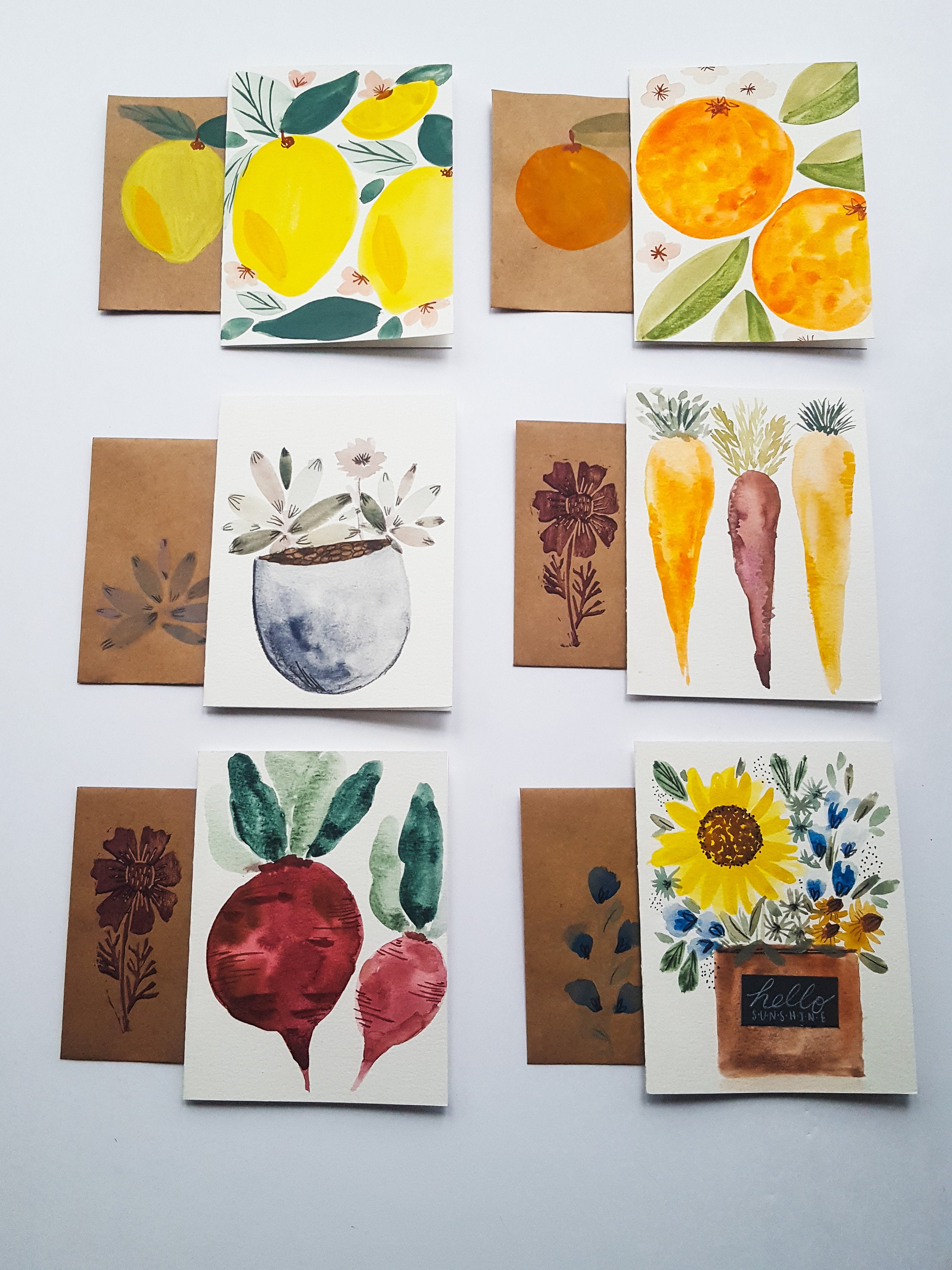 Set of Original Hand Painted Watercolor Cards 5 or 10 All - Etsy