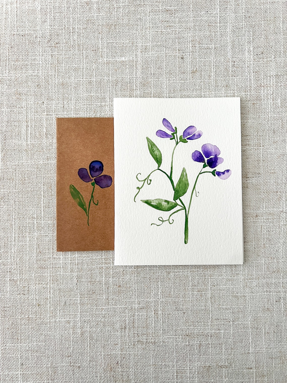 Hand-painted Original Watercolorsweet Pea Card - Blank All Occasion ...