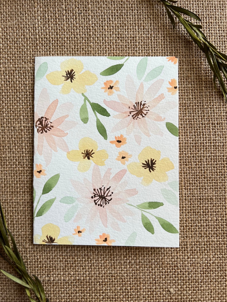 Hand-painted Original Watercolor Summer Floral Card - All Occasion ...