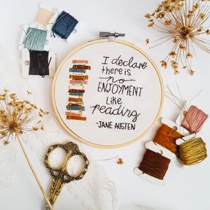 Embroidery Pattern Jane Austen Quote & Book Stack. "i Declare There is ...