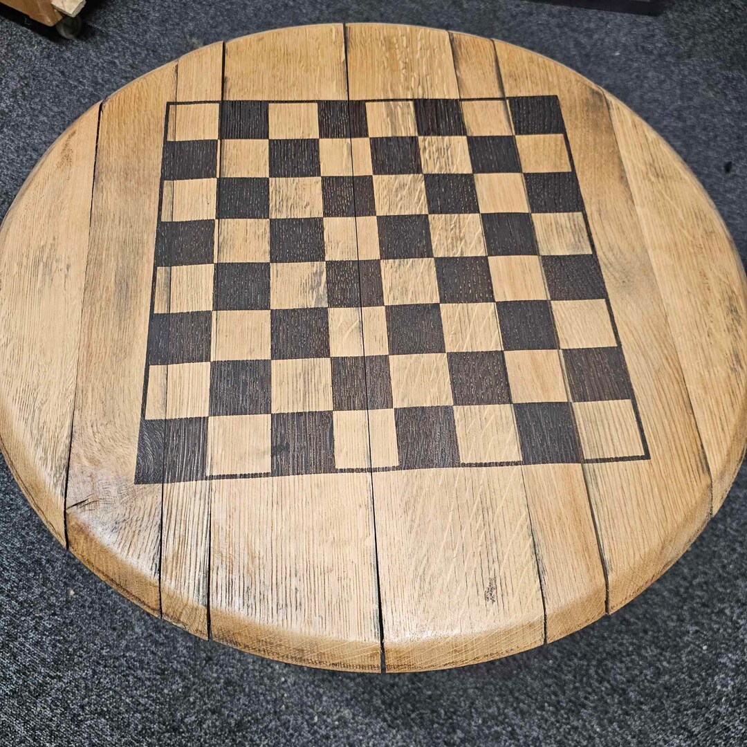 Solid Oak Barrel Lid Chess Board, Lined at the Back, Ready for a Table ...