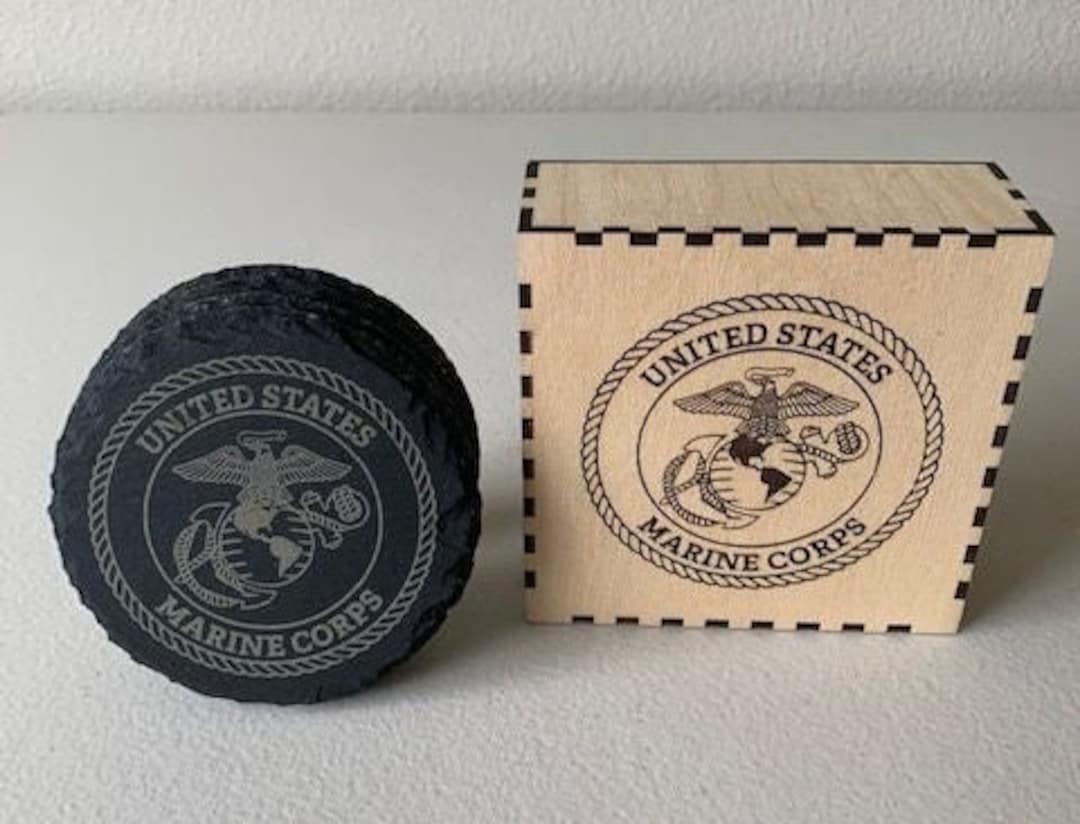 4 Round Slate Coasters U.S. Marines - Etsy