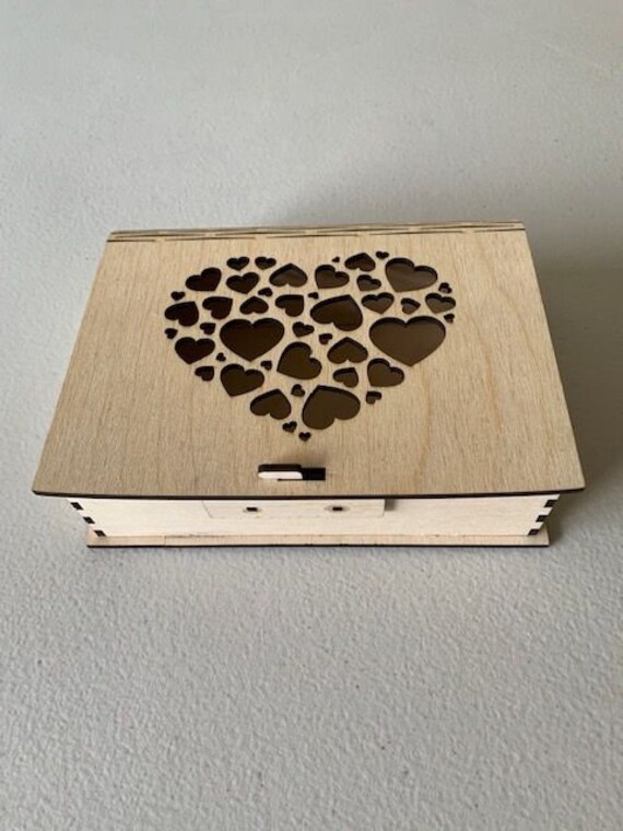 Laser Cut Box With Heart Cutouts. - Etsy