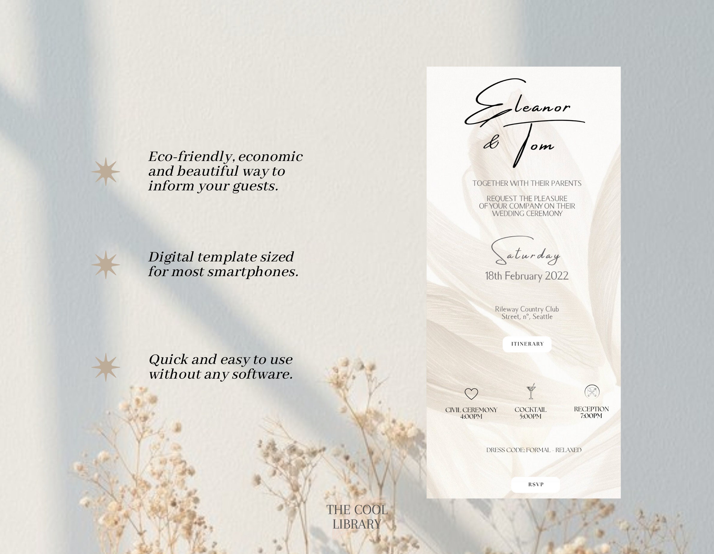 Cream Editable Invitation Template, Cream Wedding Digital Template ...