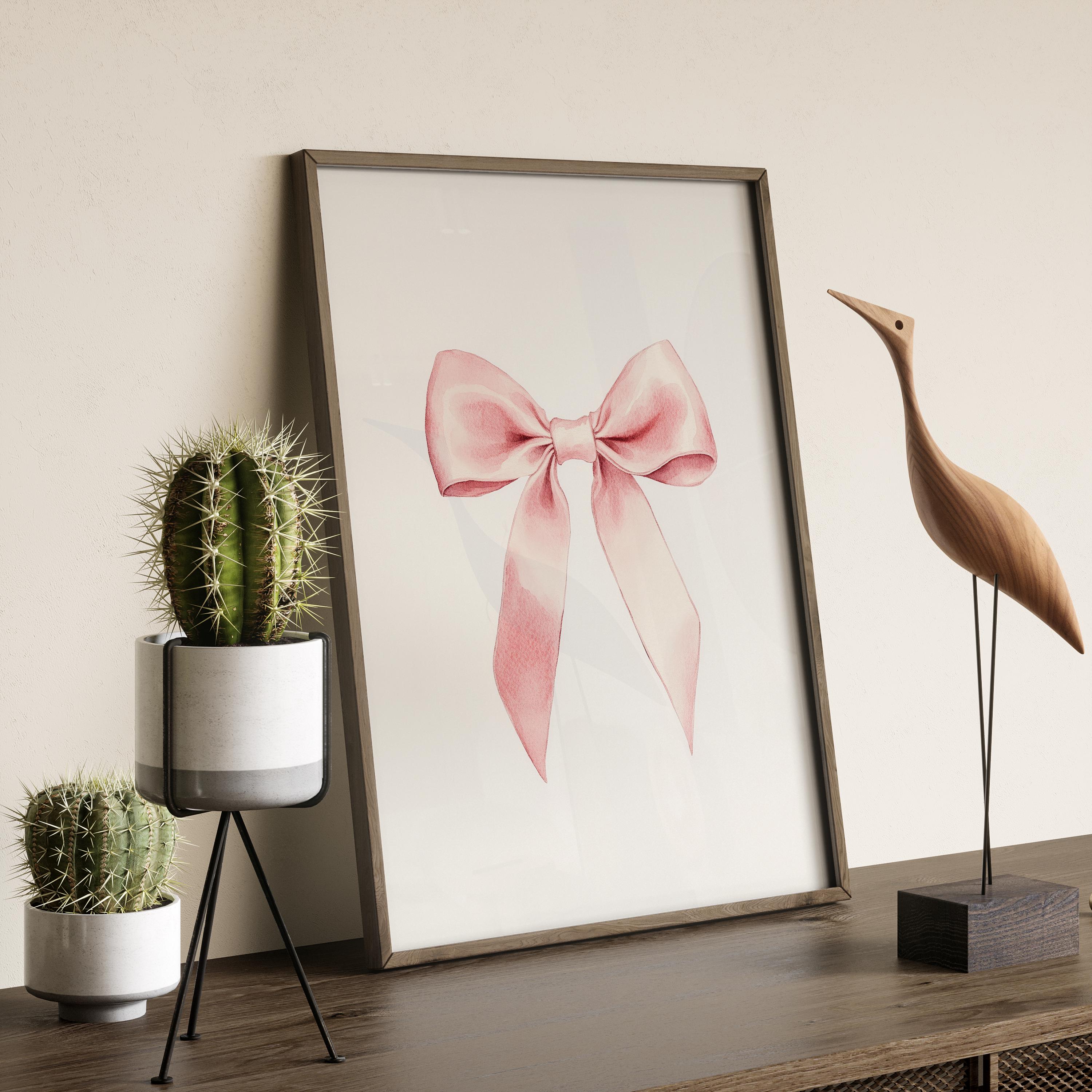Pink Bow Print, Vintage Coquette Bow Wall Art, Nursery Girly Wall Art ...