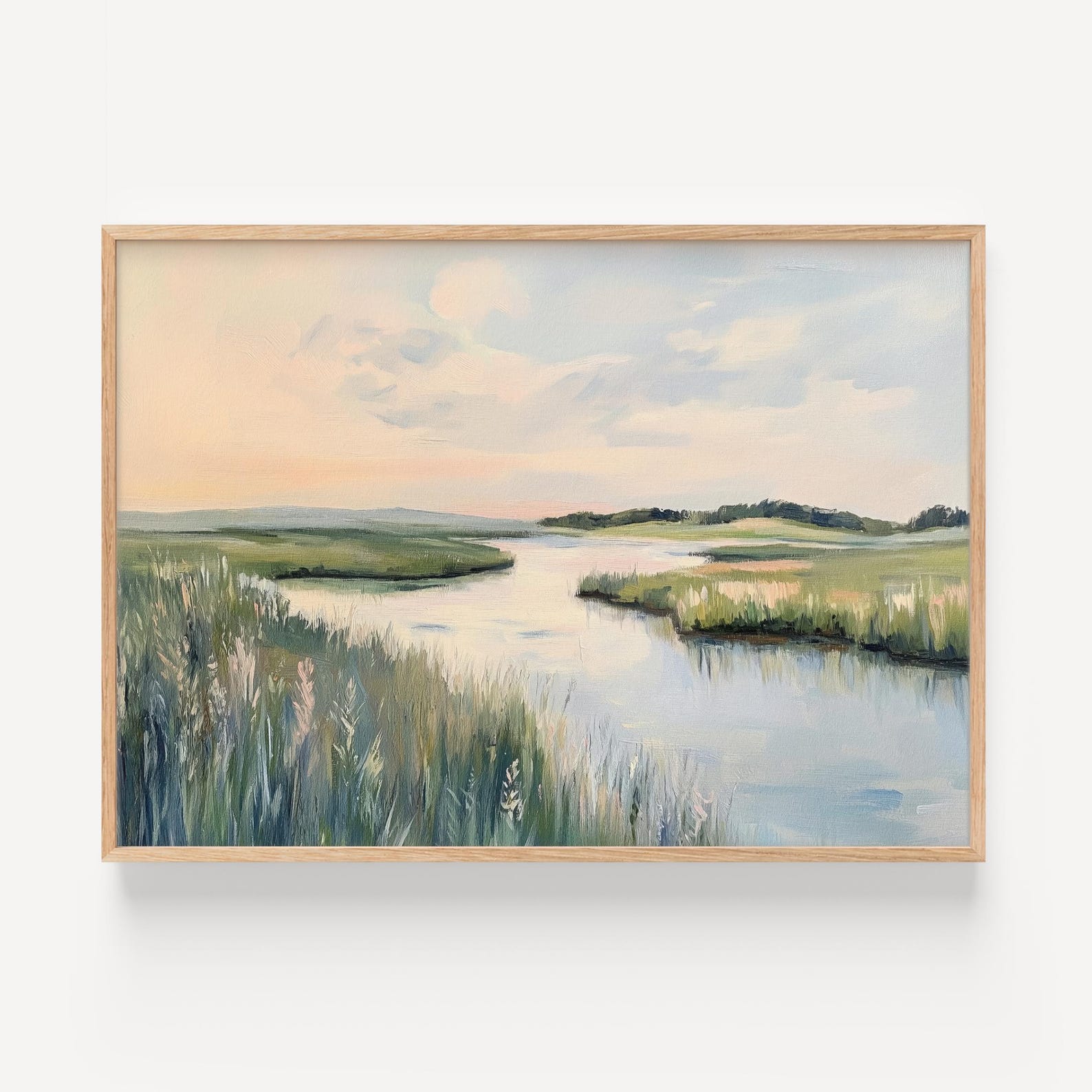 Pastel Marsh Print, Coastal Wall Art, Sunset Landscape Painting, Beach ...