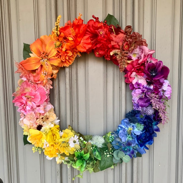 Rainbow Wreath - Etsy