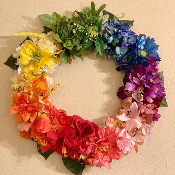 Rainbow Wreath - Etsy