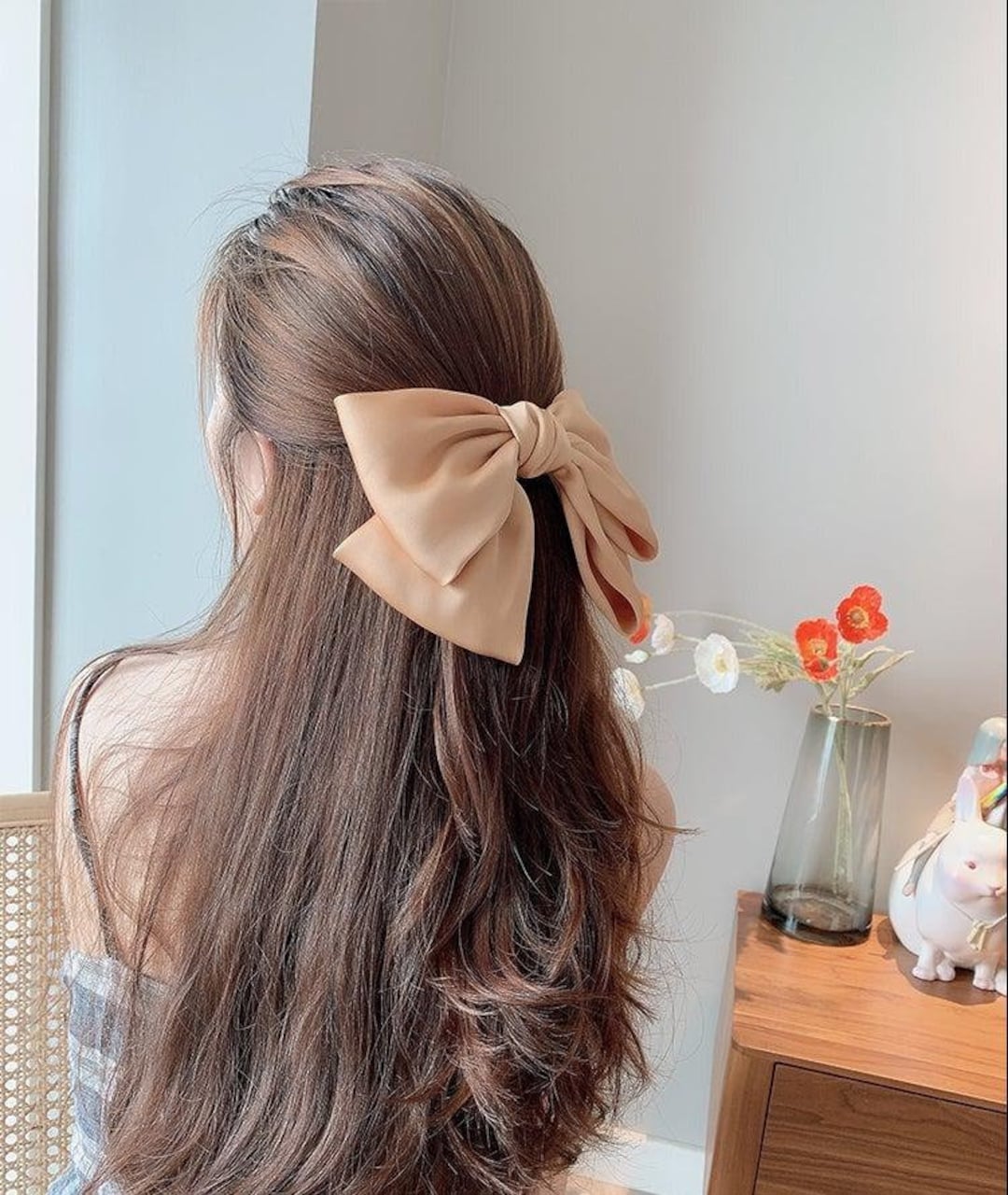 Lovely Blackpink Jennie Silk Satin Big Bow Hairpin Oversized Hair Bow ...