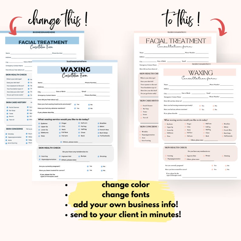Editable Facial Consultation Form, Esthetician Forms, Esthetician ...