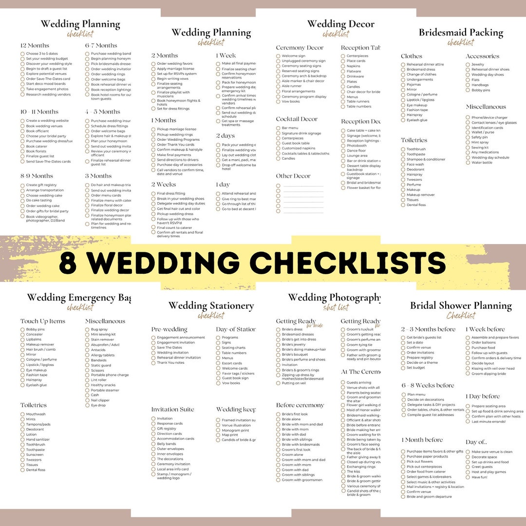 Wedding Planning Checklist, Wedding Photography Shot List, Wedding ...