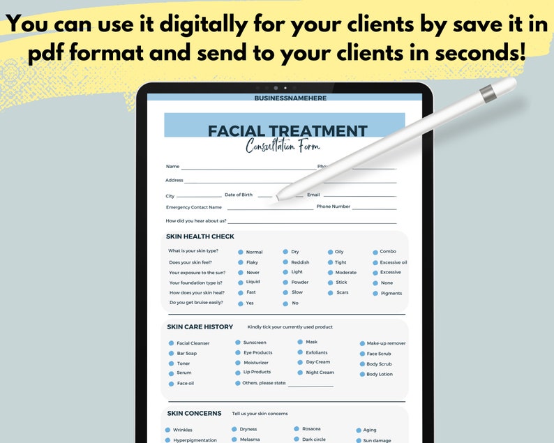 EDITABLE Facial Consultation Form, Client Intake Form,client Consent ...