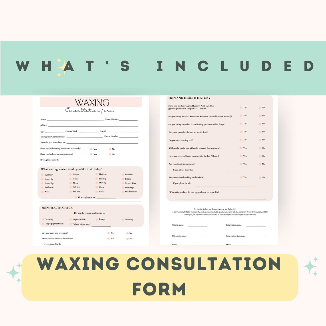 Editable Facial Consultation Form Esthetician Forms - Etsy