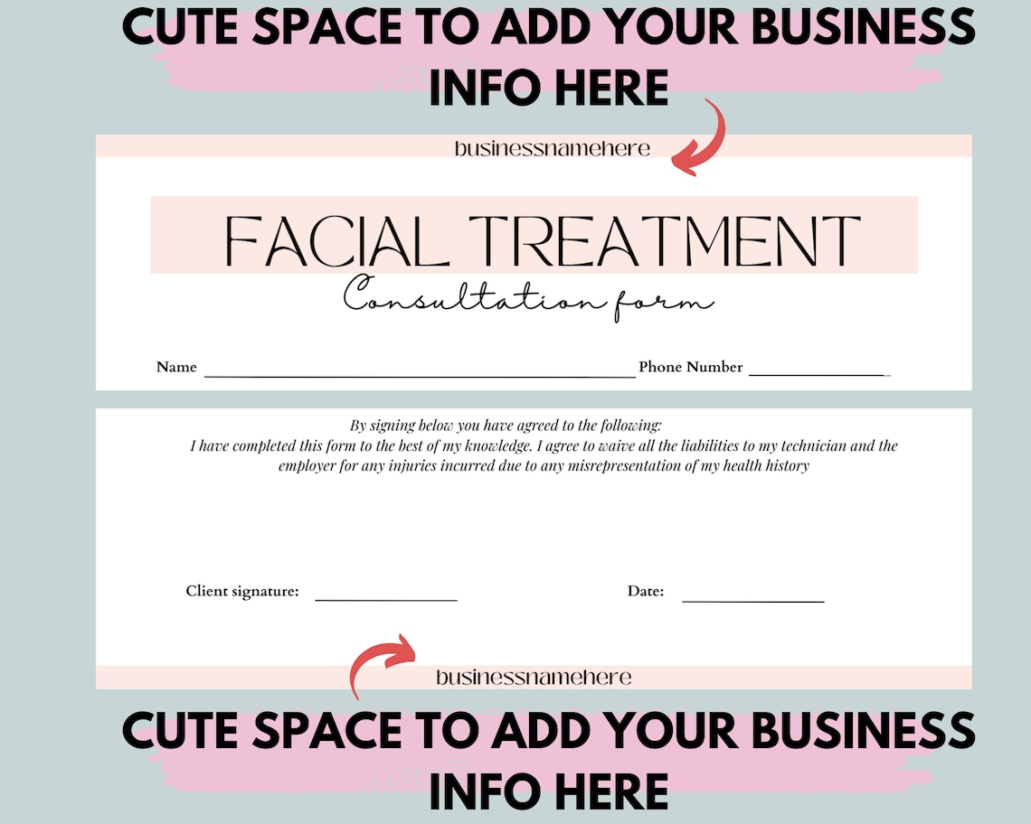 EDITABLE Facial Consultation Form, Client Intake Form,beauty Salon ...