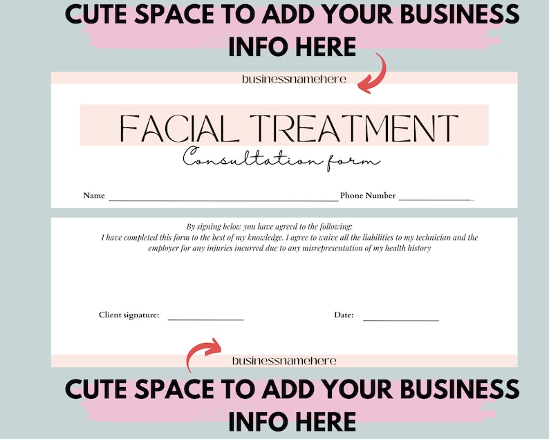 EDITABLE Facial Consultation Form, Client Intake Form,beauty Salon ...