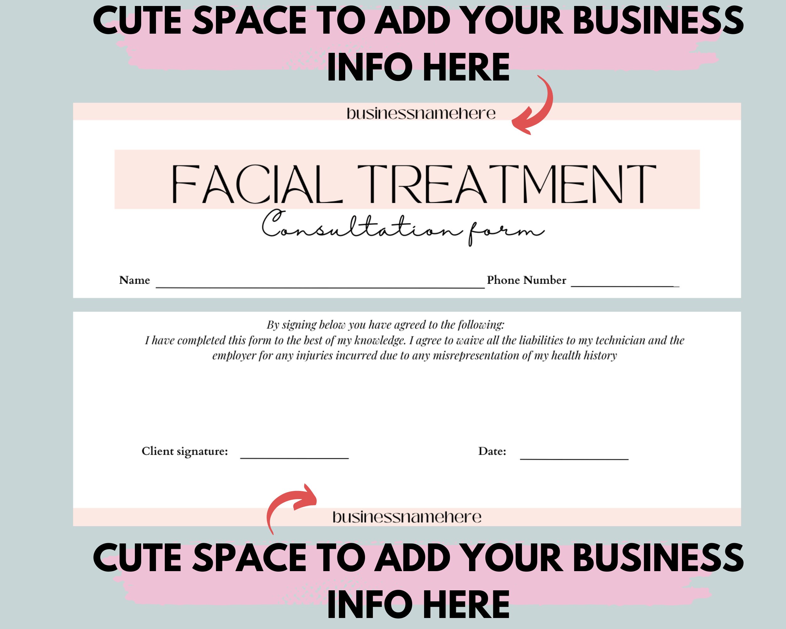 EDITABLE Facial Consultation Form, Client Intake Form,beauty Salon ...