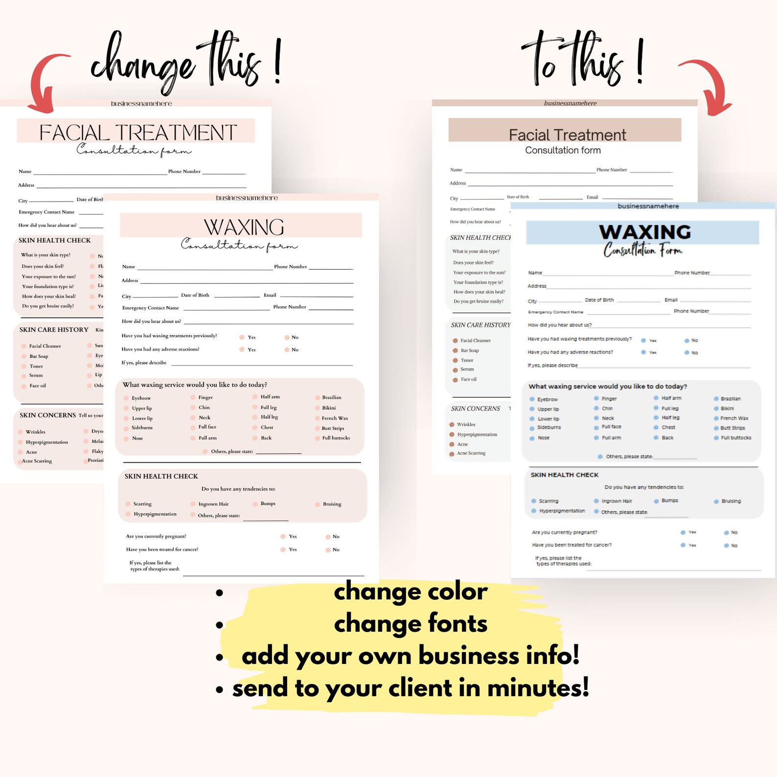 Editable Facial Consultation Form Esthetician Forms - Etsy