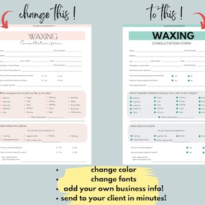 EDITABLE Waxing Consultation Form,waxing Treatment Form Client, Consent ...