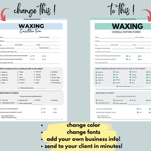 EDITABLE Waxing Consultation Form,waxing Treatment Form,client Consent ...