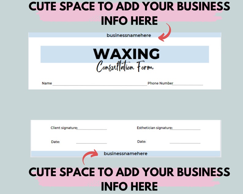 EDITABLE Waxing Consultation Form,waxing Treatment Form,client Consent ...