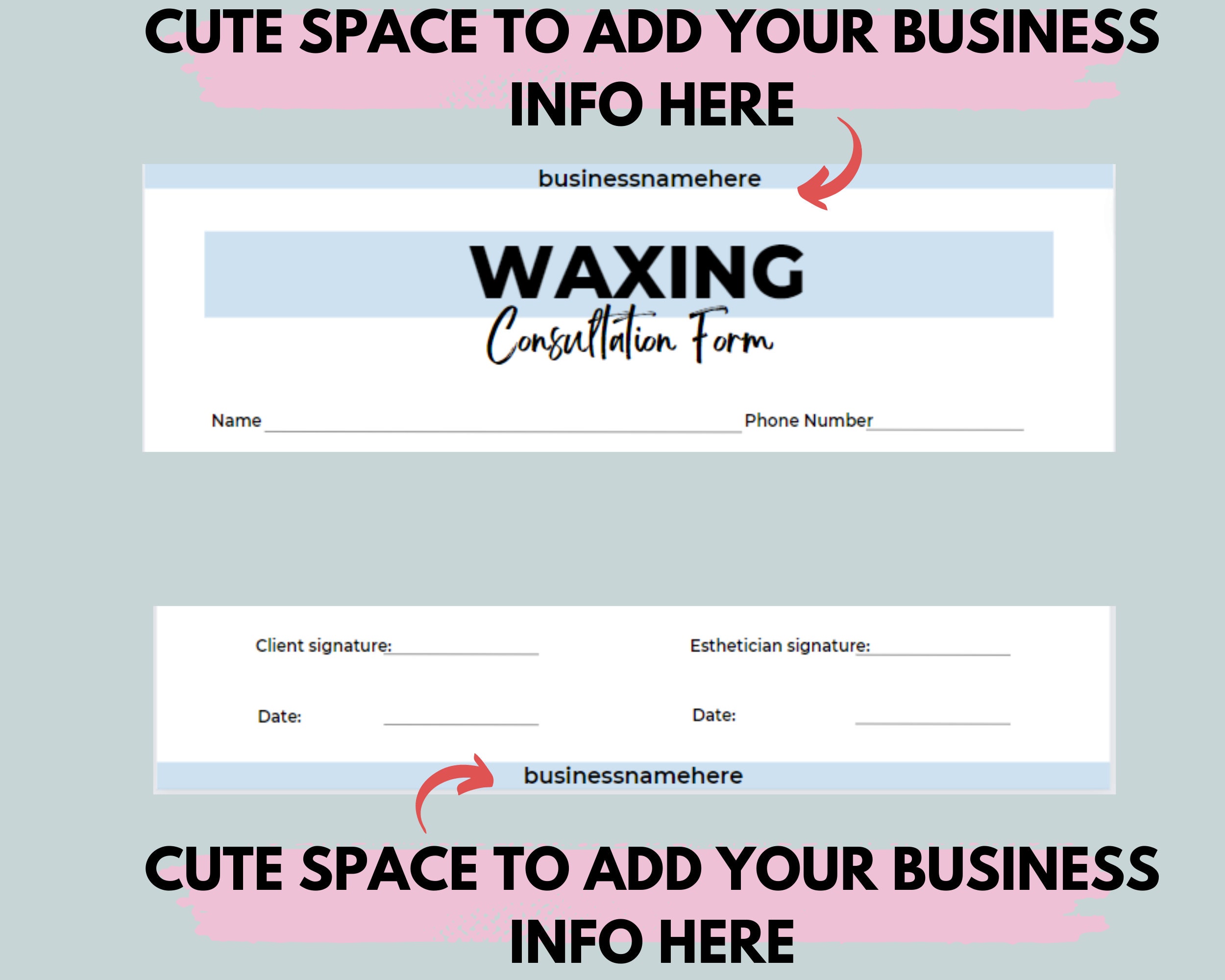 EDITABLE Waxing Consultation Form,waxing Treatment Form,client Consent ...