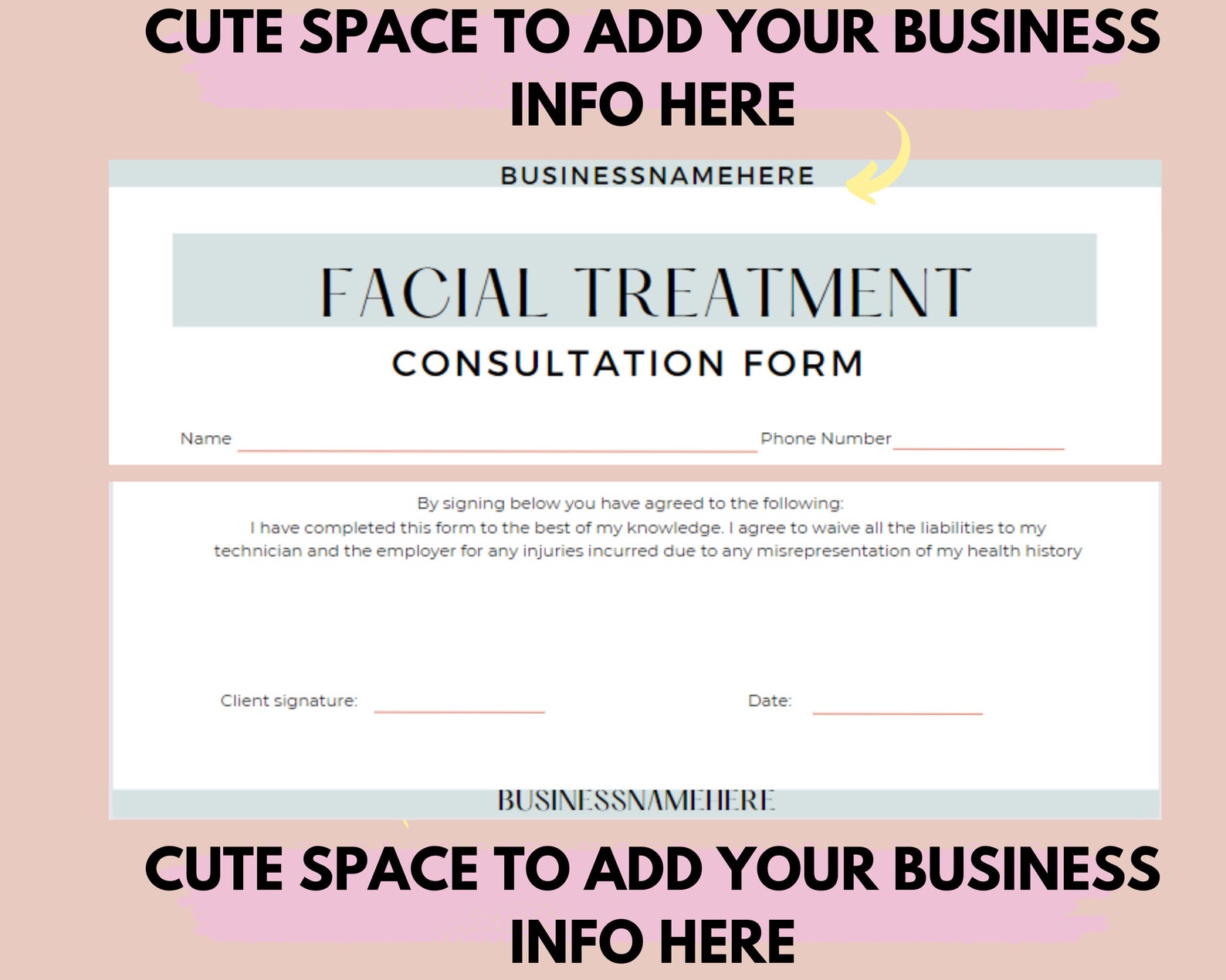 EDITABLE Facial Consultation Form, Client Intake Form,client Consent ...
