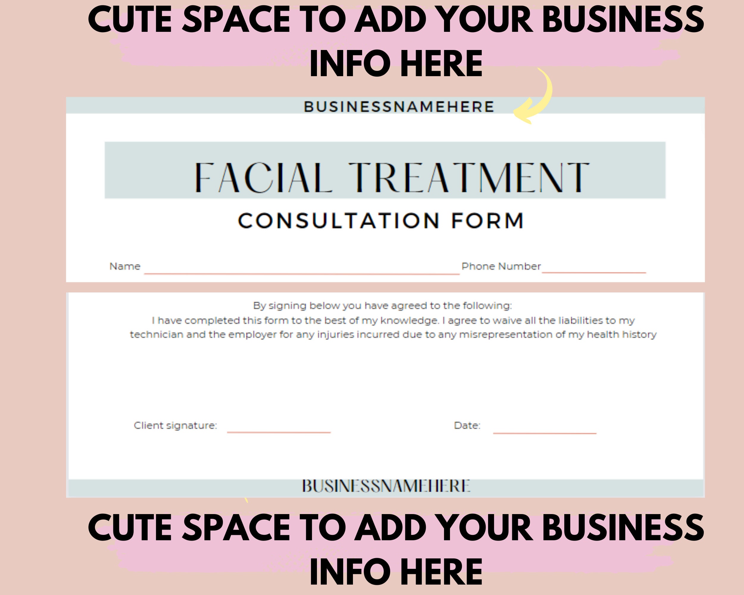 EDITABLE Facial Consultation Form, Client Intake Form,client Consent ...