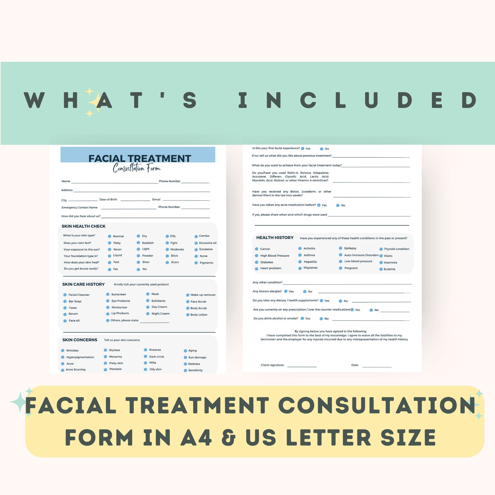 Editable Facial Consultation Form, Esthetician Forms, Esthetician ...