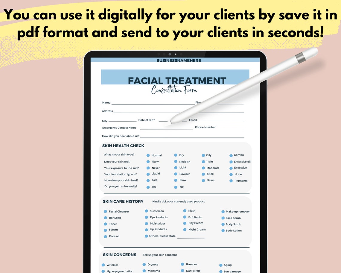EDITABLE Facial Consultation Form, Client Intake Form,client Consent ...