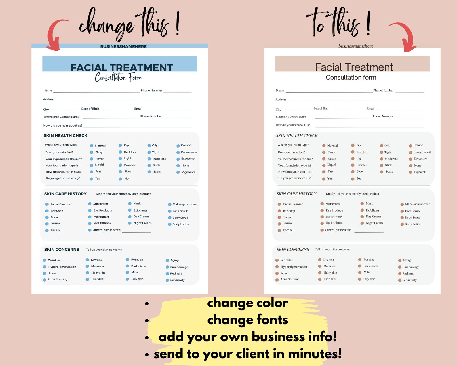 EDITABLE Facial Consultation Form, Client Intake Form,client Consent ...