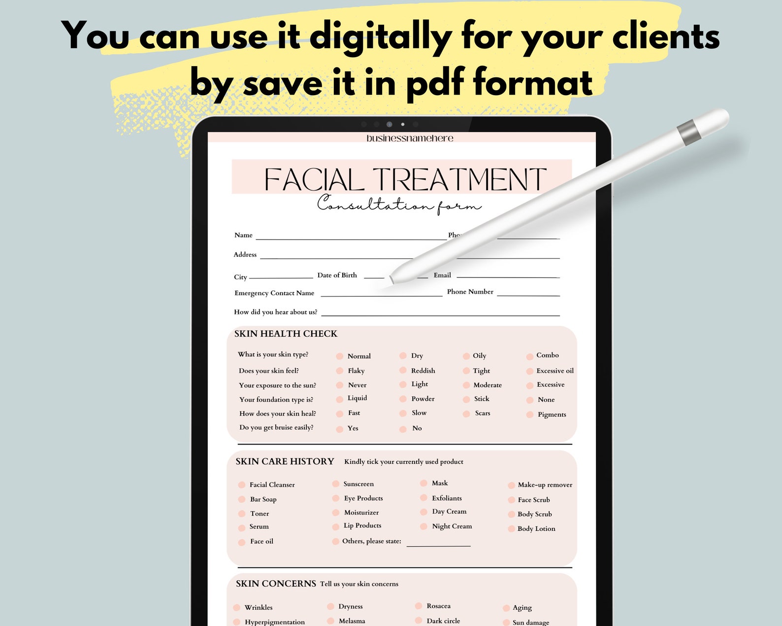 EDITABLE Facial Consultation Form, Client Intake Form,beauty Salon ...