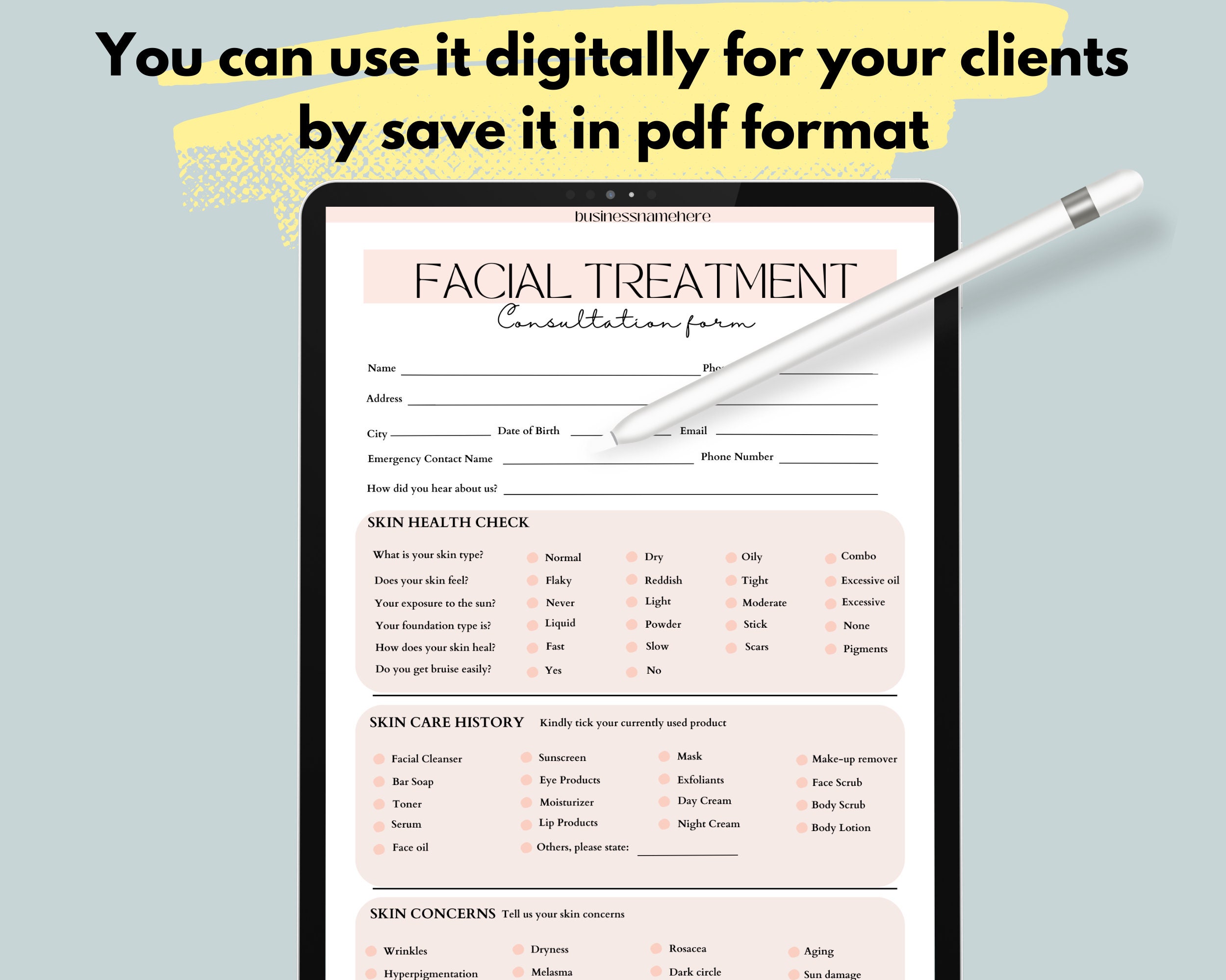EDITABLE Facial Consultation Form, Client Intake Form,beauty Salon ...
