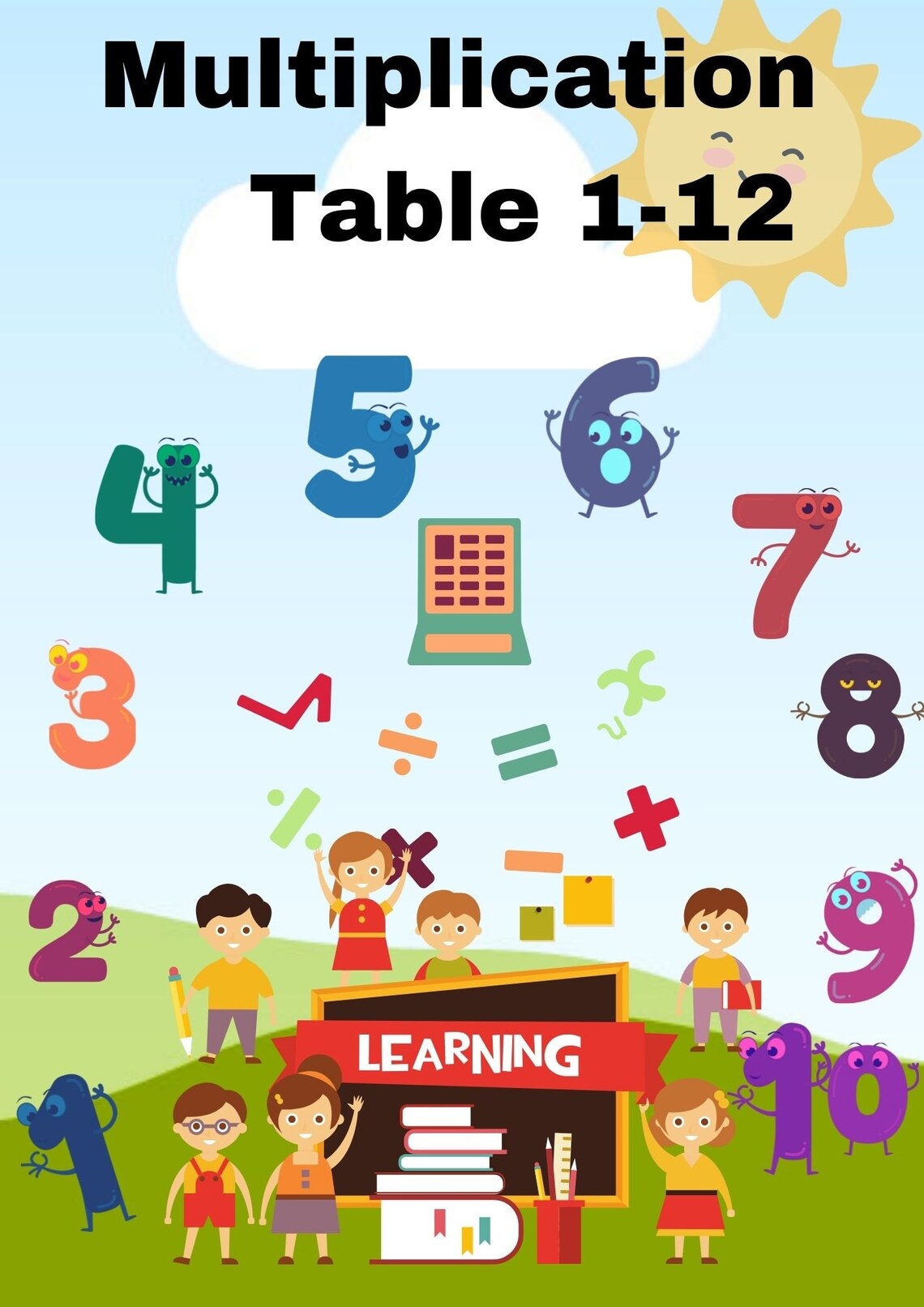 Multiplication Template/ Posters/1-12/ Colorful and Amazing Characters ...