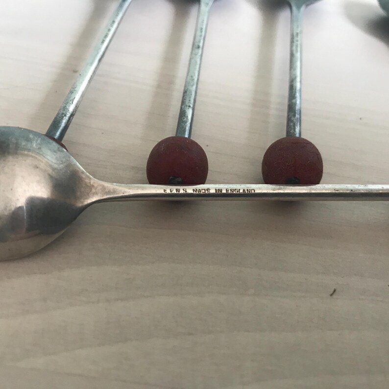 Vintage Set of Five Muddler Spoons Art Deco Cherry Bakelite Handle ...