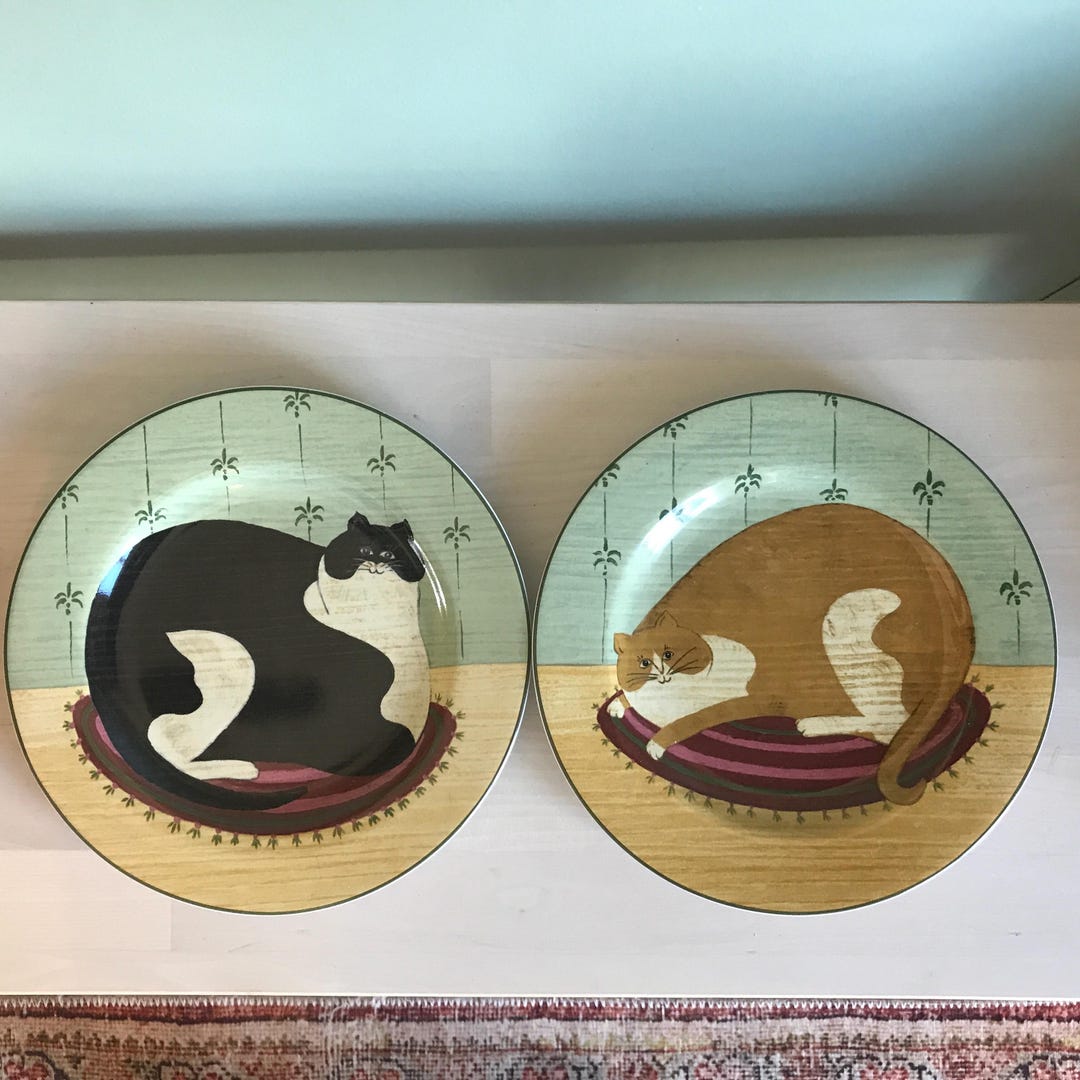 Set of Two Warren Kimble Cat Dinner Plates by Sakura - Etsy