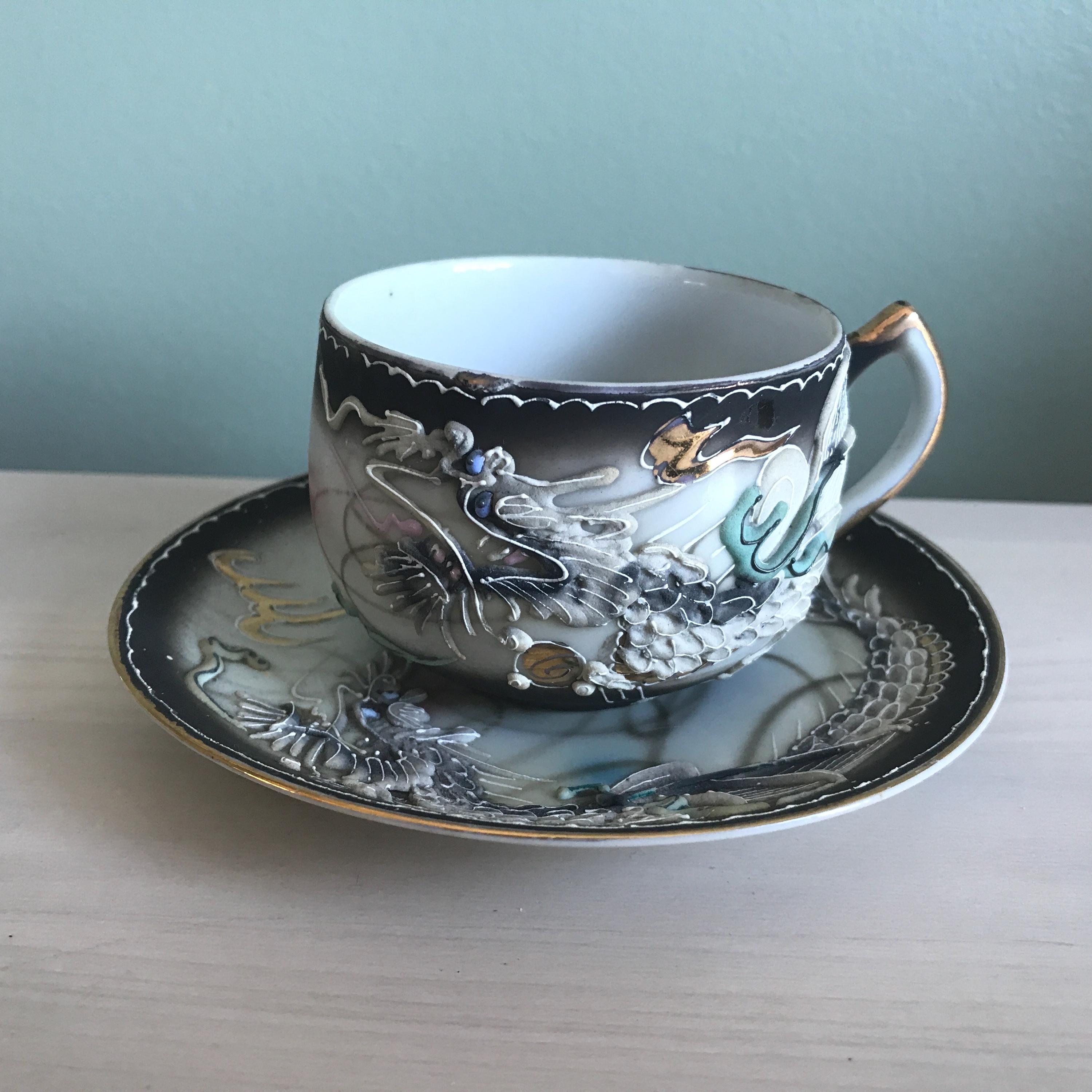 Vintage Dragonware Teacup and Saucer - Etsy