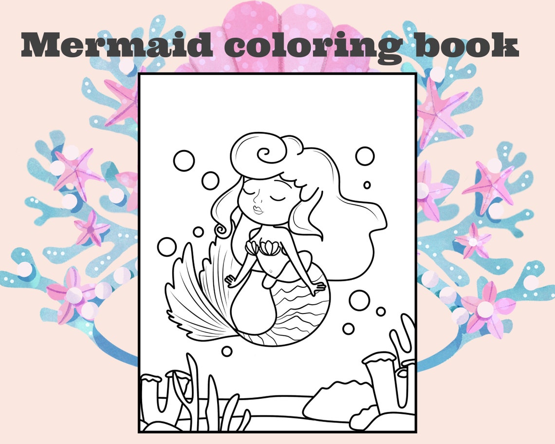 Printable Mermaid Coloring Book 40 Pages, Printable Mermaid Coloring ...