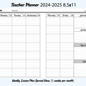 Teacher Lesson Planner 2024-2025 Printable, Lesson Plans Template PDF ...
