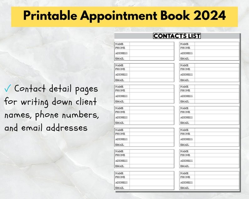 Printable Appointment Book 2024, 15 Minute Interval, Small Business ...