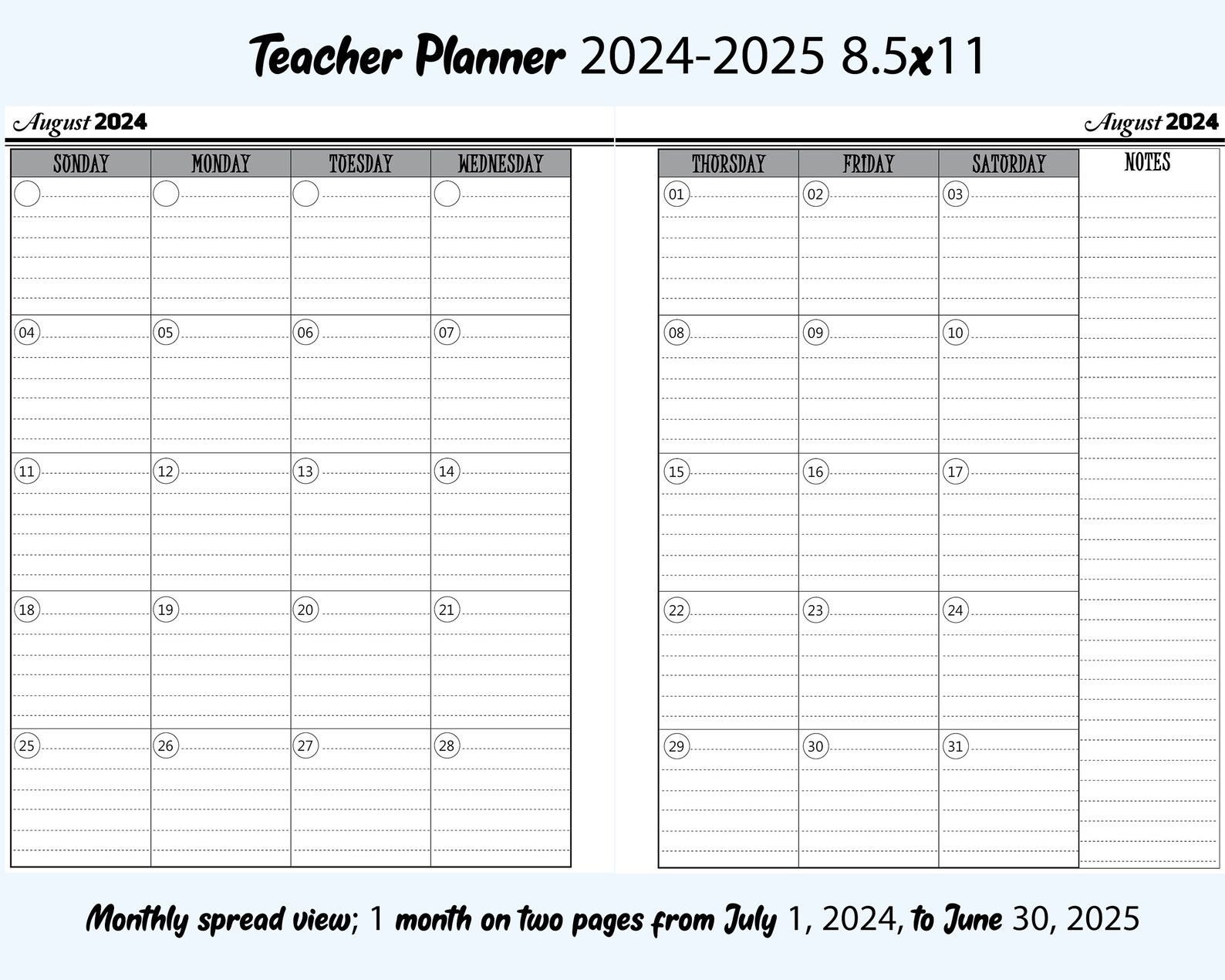 Teacher Lesson Planner 2024-2025 Printable, Lesson Plans Template PDF ...
