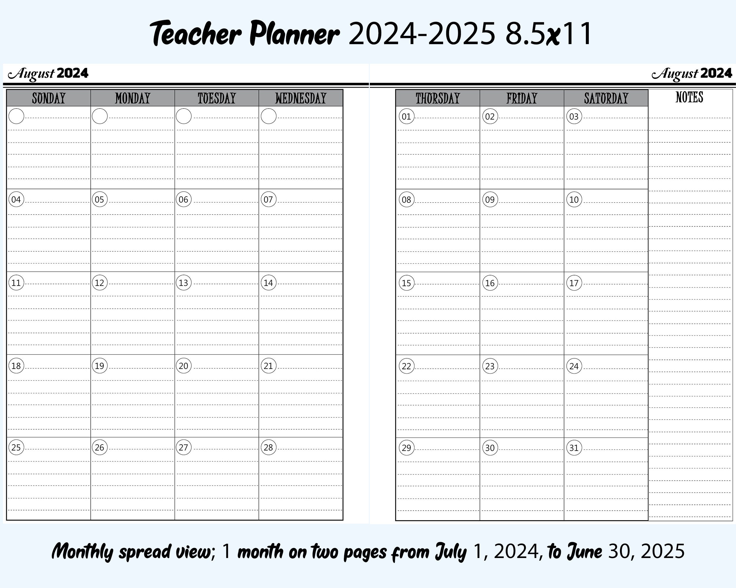 Teacher Lesson Planner 2024-2025 Printable, Lesson Plans Template PDF ...