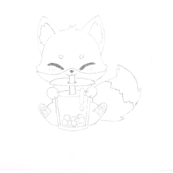 Kawaii Fox With Boba - Etsy