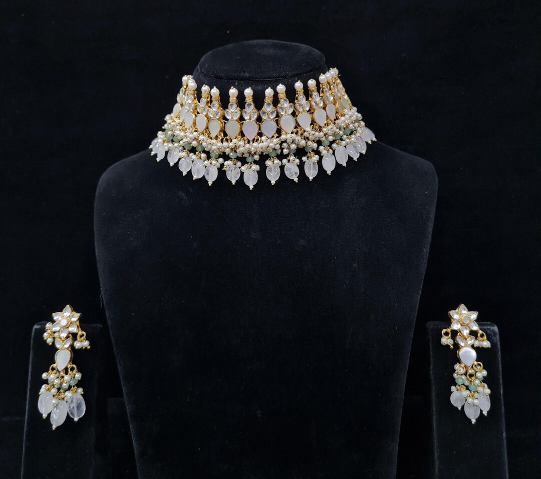 Mother of Pearl Earring Tika Set /indian Jewellery/bridal Jewellery/mop ...