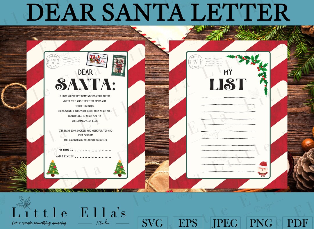 Printable Dear Santa Letter, Dear Santa Wish List, Easy to Print Letter ...